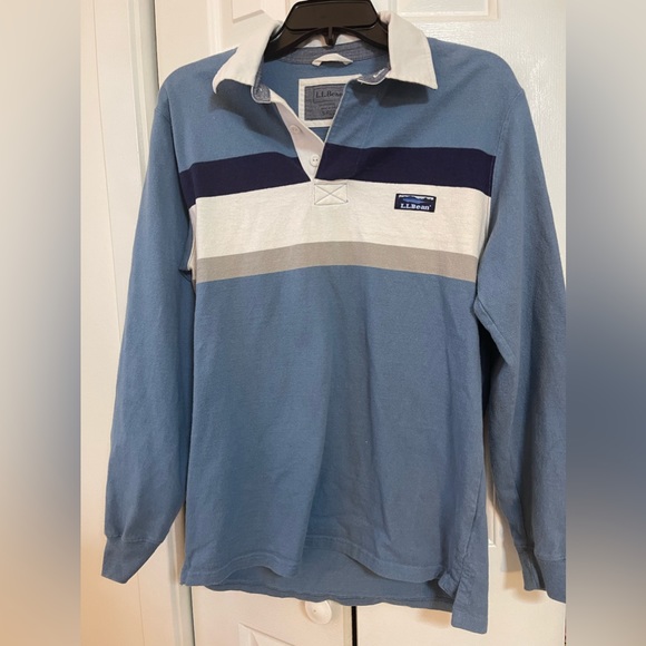 L.L. Bean | Shirts | Ll Bean Blue Striped Knit Rugby Shirt Traditional Fit Mens S | Poshmark